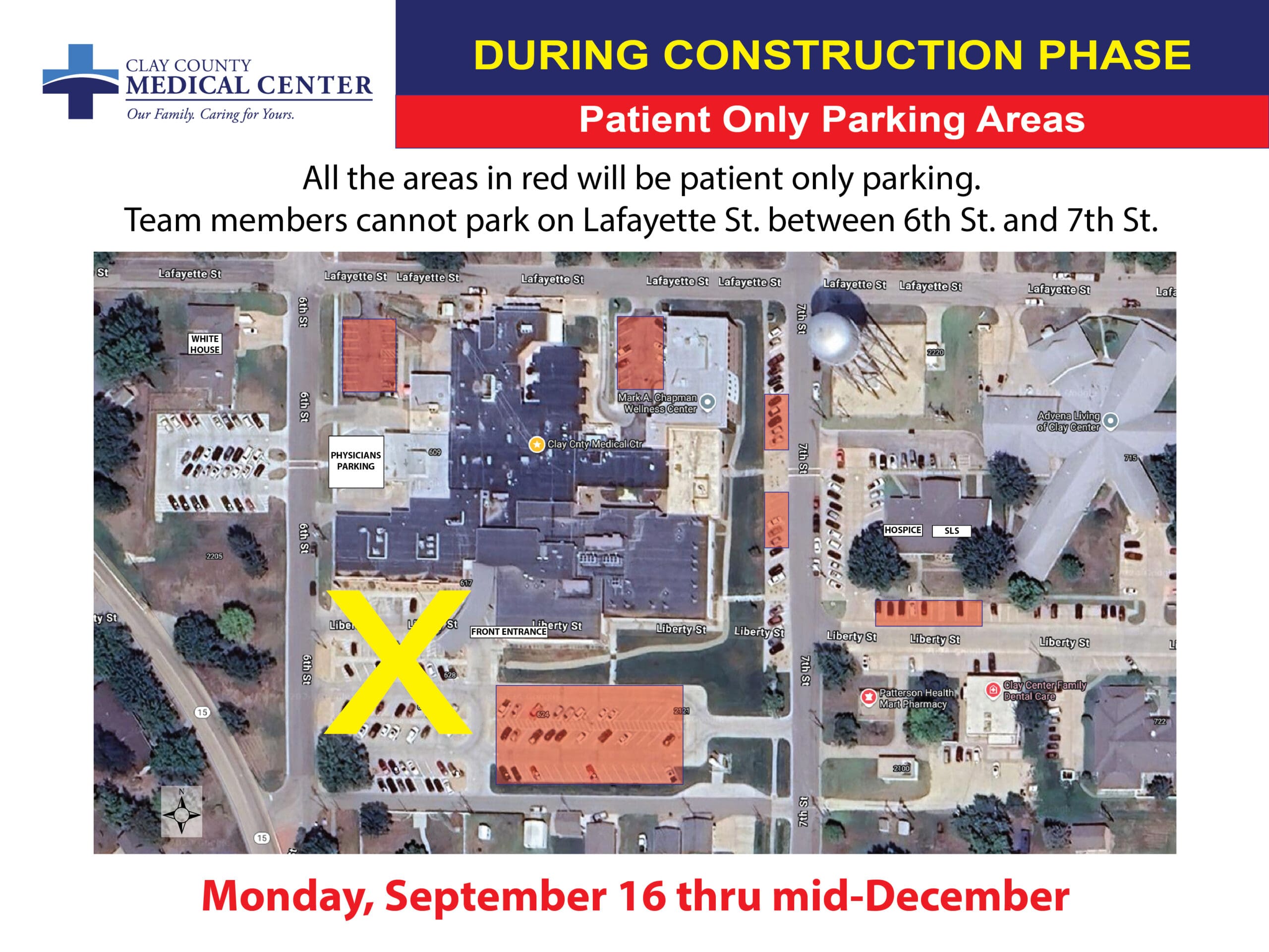 Temporary Parking Changes at Clay County Medical Center | KCLY Radio