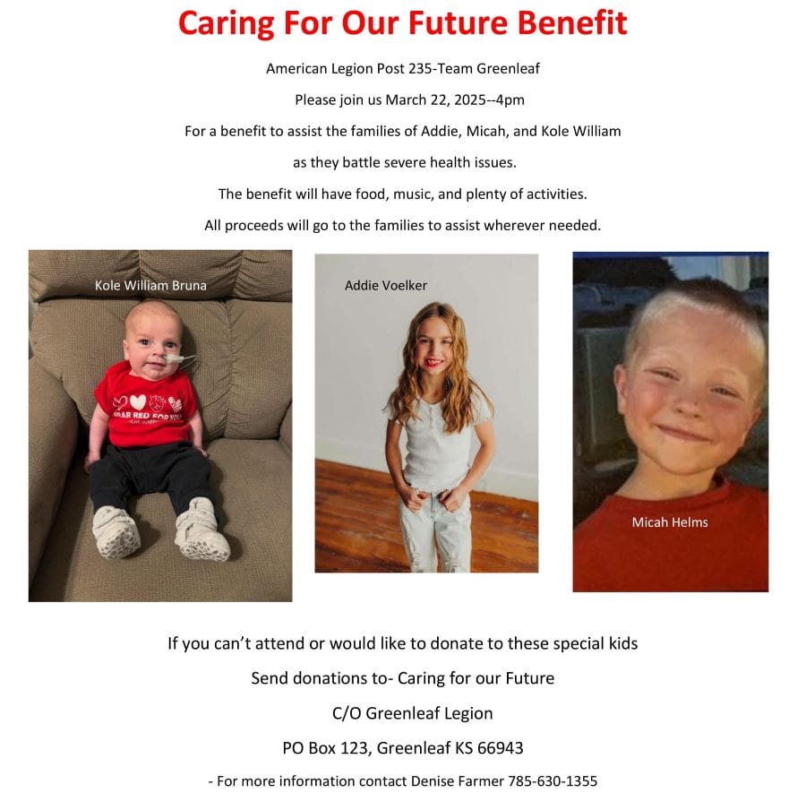Greenleaf Legion to Host "Caring for Our Future" Benefit on March 22 to Aid Three Local Children ...